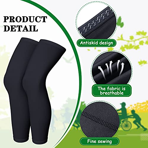 Skylety Compression Leg Sleeve Full Length Leg Sleeves Sports Cycling Leg Sleeves for Men Women, Running, Basketball (4 Pieces,Black and White,L)