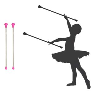 Oiloda Twirling Baton 21 Inches Marching Baton Spinning Dance Baton Metal Gymnastics Parade Stick for Child in Majorette 2 pack pink