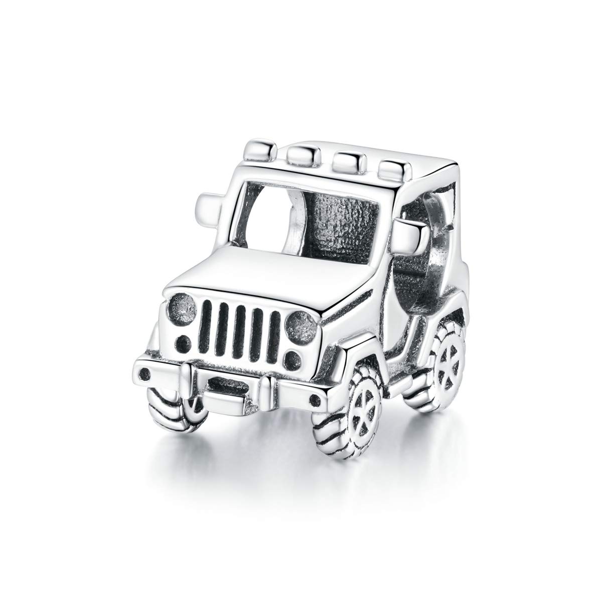 VOROCO Sterling Silver Charm for Bracelets Motorcycle Bicycle Truck Bus Car Charms Bead Transportation series for Woman men Jewelry Gifts