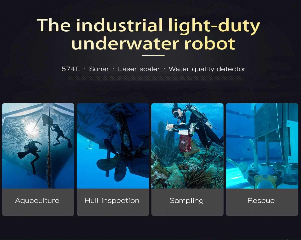 200M Underwater Drone ROV Robot with 4K UHD Action Camera Remote Control Shooting Under Water Camera Unmanned Submarine for Diving Fishing (200m)