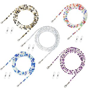 5 pack multifunction glasses lanyard,premium beaded eyeglass necklace chain cord, eyeglass beaded chains and cords, comfortable and convenient, suitable for women, kids, elderly