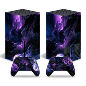 domilina full body vinyl skin stickers decal cover for series x console & controllers(purple cloud)