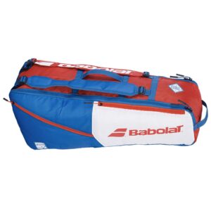 babolat evo racquet holder x 6 tennis bag (white/blue/red)