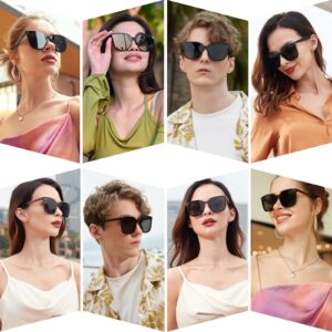 Dollger Retro Oversized Square Sunglasses for Women Trendy Classic Style Sun Glasses UV400 Protection Black