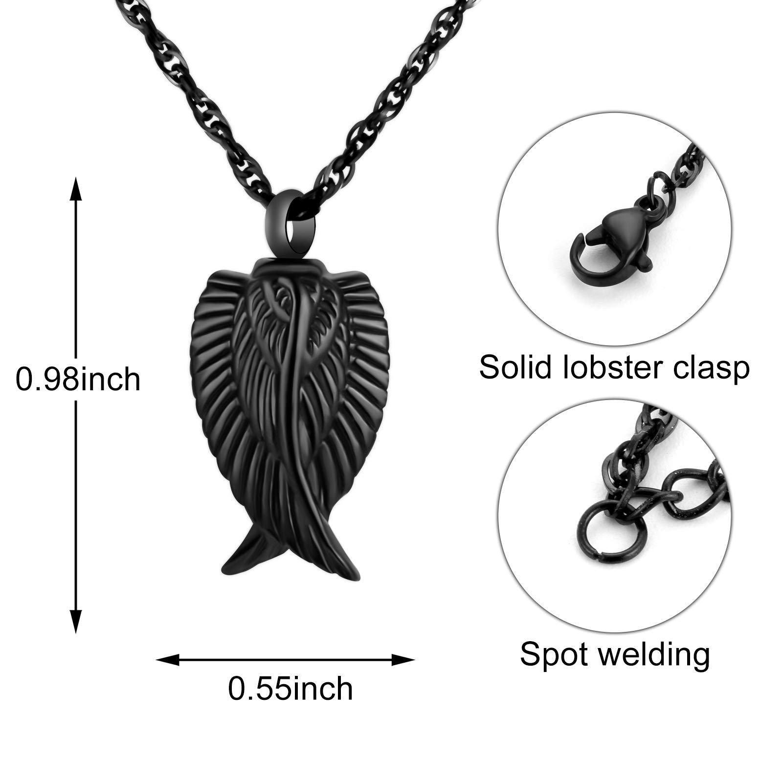 XIUDA Angel Wing Cremation Necklace for Ashes Memorial Urn Pendant Jewelry for Ashes-I'm here WATCHING over you