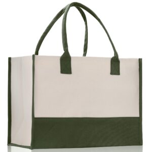 vanessa rosella personalized 100% cotton canvas chic tote bag (olive)