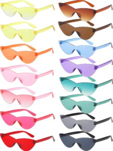 weewooday 15 pairs candy colored rimless sunglasses cat eye colored transparent sunglasses for women men