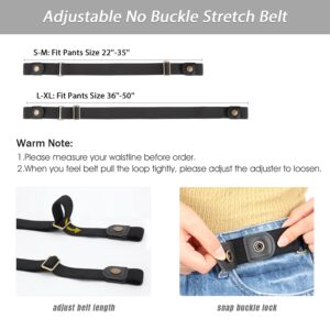 XZQTIVE 6 Pieces No Buckle Stretch Belt for Women Men, Buckless Belt Comfortable Invisible Elastic Belt for Jeans Pants Dresses, No Bulge No Hassle, Fit Waist Size 36-50in