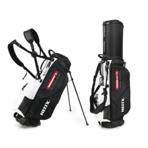 helix retractable 6 golf stand bag with wheels (black)