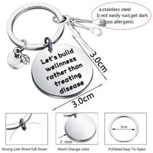 TGBJE Nutritionist Gift Keychain - 'Let's Build Wellness' Stainless Steel Keychain, Perfect for Dietitians, Nutrition Graduates & RDNs - Silver, Unisex, 3.0x3.0cm - Includes Velvet Pouch