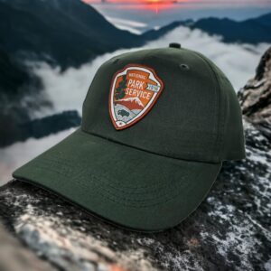 PNW Wonderland Apparel National Park Service Hat Dad Cap Ultra Comfy with National Park Service Woven Patch Unisex (Green), One Size