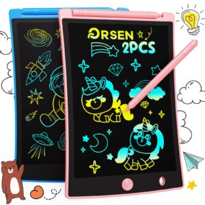 orsen 2 pack lcd writing tablet for kids, colorful doodle board drawing pad for kids, learning educational toy gift for age 3 4 5 6 7 8 year old girls boys toddlers