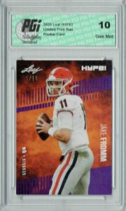 jake fromm 2020 leaf hype! #34 the #1 of 10 rookie card pgi 10 - unsigned college cards