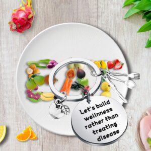 TGBJE Nutritionist Gift Keychain - 'Let's Build Wellness' Stainless Steel Keychain, Perfect for Dietitians, Nutrition Graduates & RDNs - Silver, Unisex, 3.0x3.0cm - Includes Velvet Pouch