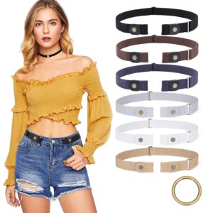 xzqtive 6 pieces no buckle stretch belt for women men, buckless belt comfortable invisible elastic belt for jeans pants dresses, no bulge no hassle, fit waist size 36-50in