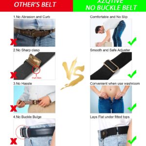 XZQTIVE 6 Pieces No Buckle Stretch Belt for Women Men, Buckless Belt Comfortable Invisible Elastic Belt for Jeans Pants Dresses, No Bulge No Hassle, Fit Waist Size 36-50in