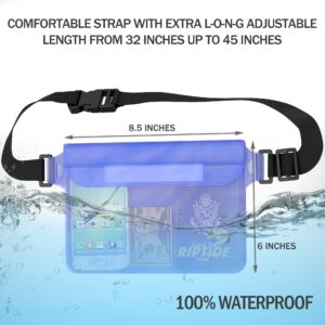 Waterproof Fanny Pack Pouch (2 Pack) for Men & Women Dry Bag Water Resistant with Adjustable Waist Strap - Protects Valuables at Water Sports Or Boating Snorkeling (Blue & Violet)