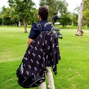 Zippa Large Black Golf Towel I Easy to Clean Clubs, Quick Drying in Rain I Microfiber Golf Towels for Golf Bags, Golf Ball Towel, Golf Club Towel, Golf Equipment, Towel Golf Accessories Men and Women