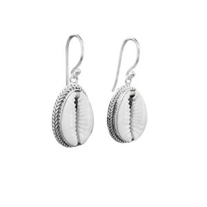 81stgeneration women's 925 sterling silver natural cowrie shell bali style bohemian hook earrings