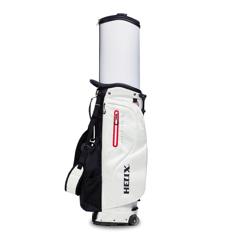 Helix Retractable 6 Way Golf Stand Bag with Wheels (White)