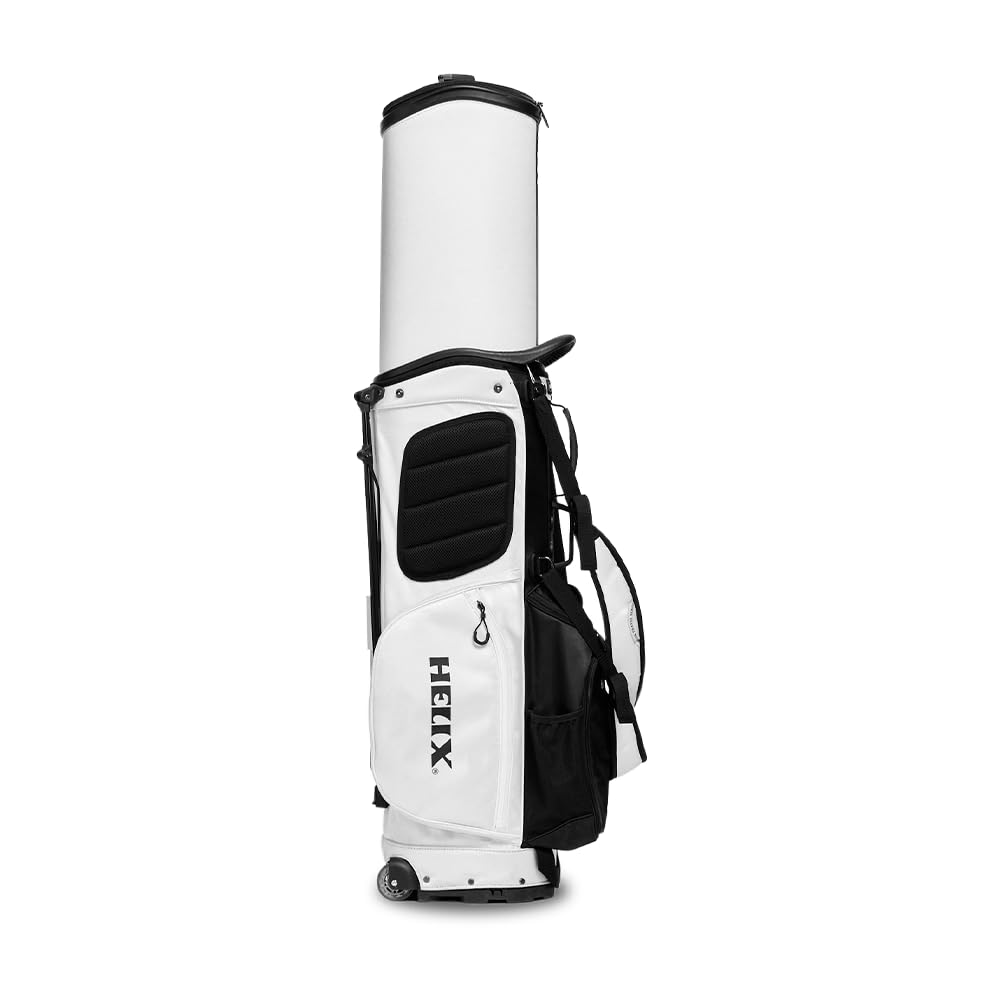 Helix Retractable 6 Way Golf Stand Bag with Wheels (White)