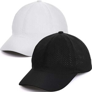 geyoga quick dry baseball cap mesh sports cap workout tennis hat for men women adults outdoor sports(black and white,2 pieces)