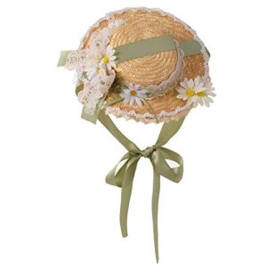 cosdreamer girls women tea party sun hat lace ribbons straw hats (light green)