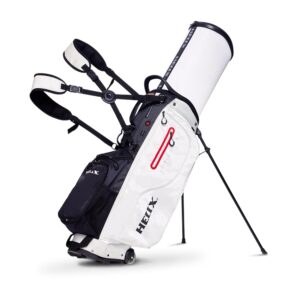 helix retractable 6 way golf stand bag with wheels (white)