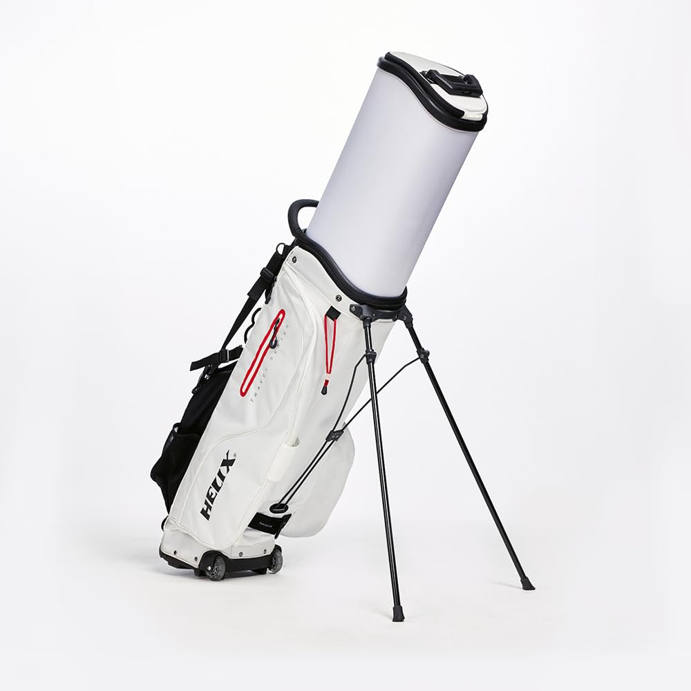 Helix Retractable 6 Way Golf Stand Bag with Wheels (White)