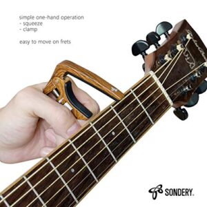 Sondery Guitar Capo Trigger Tension Adjustable Professional for 6 Strings Acoustic and Electric Guitars Perfect Tone on Any Fret with Guitar Bridge Pin Puller