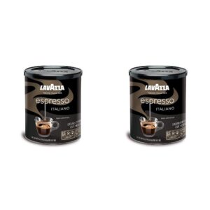 lavazza espresso italiano ground coffee blend, medium roast (2 packs of 6 + 4 cans)