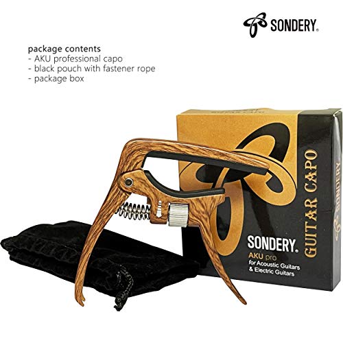 Sondery Guitar Capo Trigger Tension Adjustable Professional for 6 Strings Acoustic and Electric Guitars Perfect Tone on Any Fret with Guitar Bridge Pin Puller