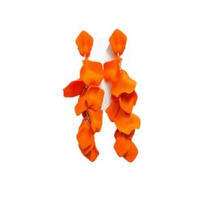 dangle acrylic petal earrings long drop statement fashion rose flower earrings hanging resin floral tassel earrings for women- orange