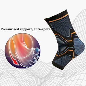 Adjustable Knitted Ankle Brace Support Sleeve, Breathable Arch Support Ankle Compression Socks for Injury Recovery Ankle Pain Relief, Swelling, Sprained Ankle, Men Women (XL)