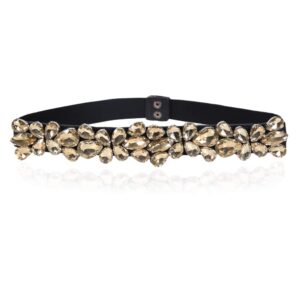 dorchid women rhinestone belt crystal sparkly elastic thin belts for dressy lady (classic champagne, xl-xxl(35~41"))