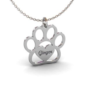 peimko personalized name necklace custom paw print name necklace sterling silver engraved name pendant necklace (silver, sterling-silver)