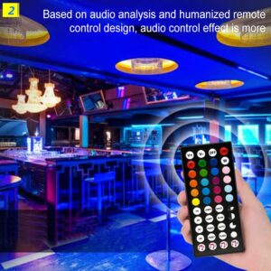 RTNLIT 2-Port Music RGB LED Controller with 40 Keys IR Remote for 5050 2835 3528 RGB LED Strip Lights, DC 12V-24V