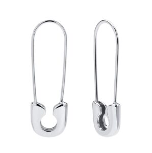 dainty hoop women earrings silver safety pin earrings