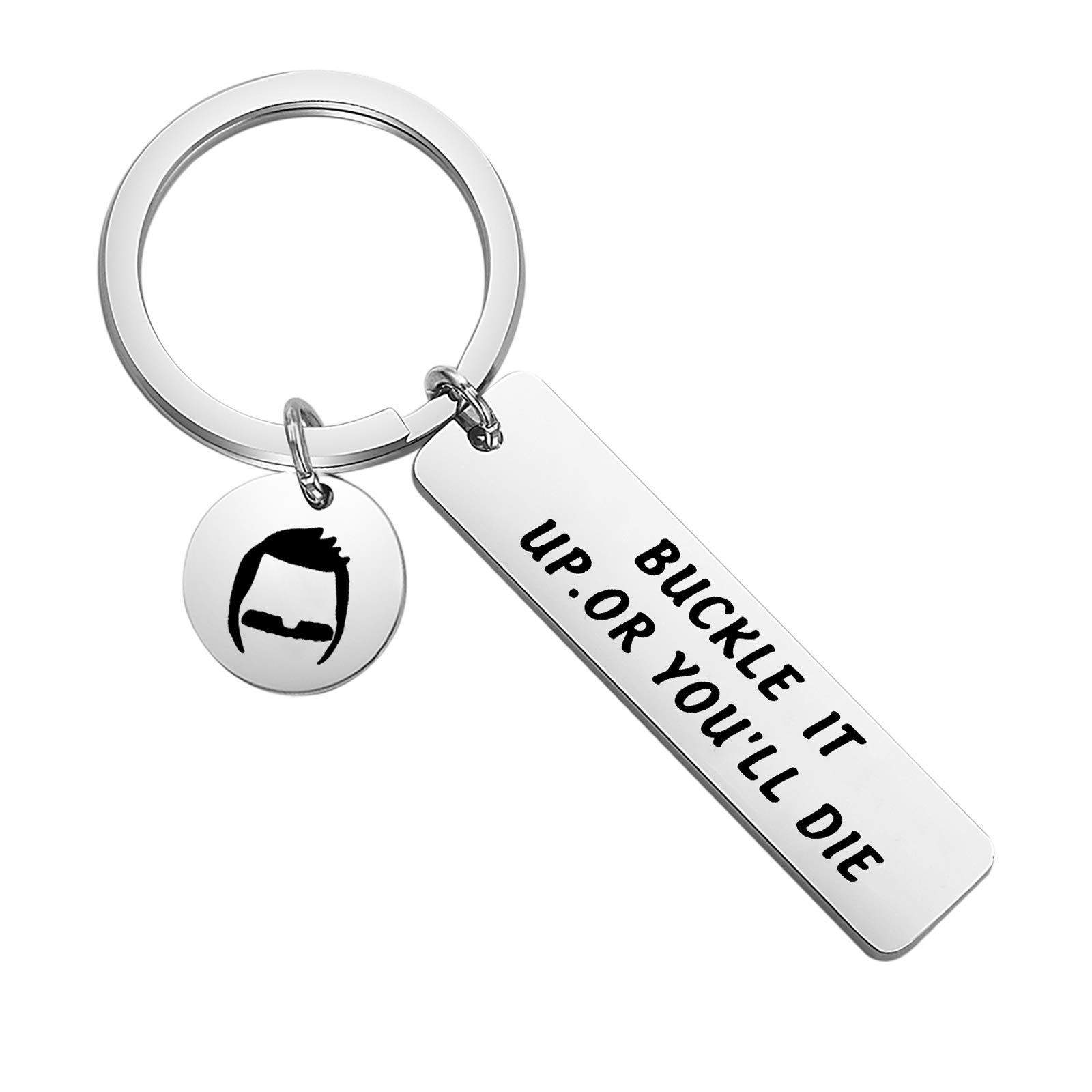 Bob's Inspired Gift Bob Charm Keychain Buckle it Up or You'll Die Keychain Movie Fan Gift (Bob Belcher KeyS)