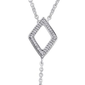 Jewelili Sterling Silver 1/8 Cttw Round Cut Natural Diamond Necklace