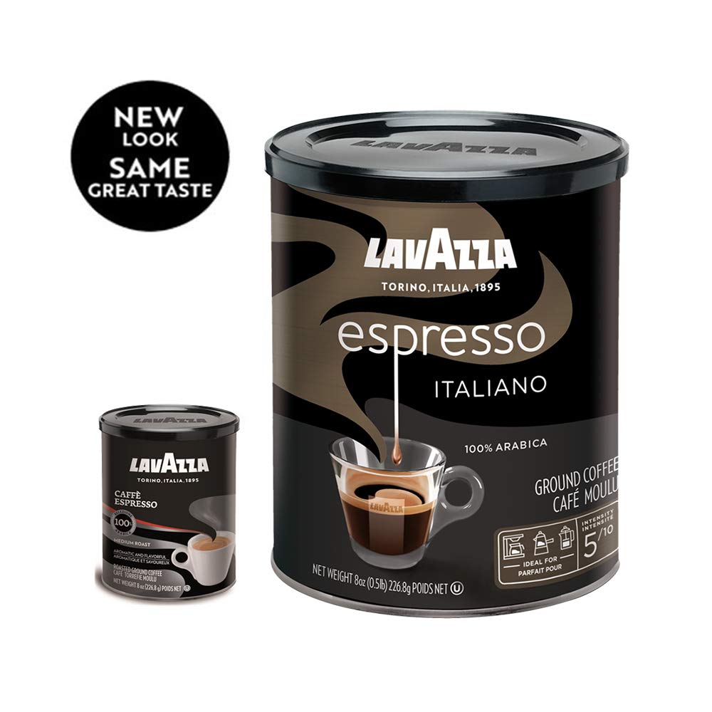 Lavazza Espresso Italiano Ground Coffee Blend, Medium Roast (2 Packs of 6 + 4 Cans)