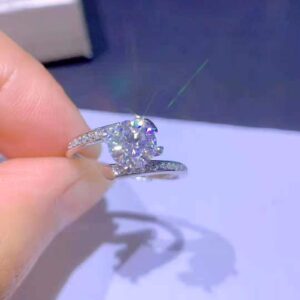 LZJ 1 Carat CZ Princess-Cut Round Opening Engagement Ring