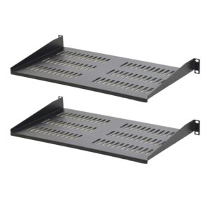 aeons 1u universal server rack shelf vented rackmount cantilever shelf 10" deep, for 19” it network rack cabinet enclosure - fixed server rack cabinet shelf 2-pack