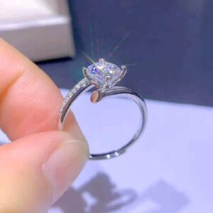 LZJ 1 Carat CZ Princess-Cut Round Opening Engagement Ring