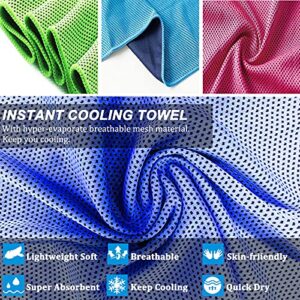 YQXCC 4 Pack Cooling Towels, Cool Towel, Soft Breathable Chilly Towel, Microfiber Ice Cold Towel for Yoga, Golf, Gym, Camping, Running, Fitness, Workout & More Activities