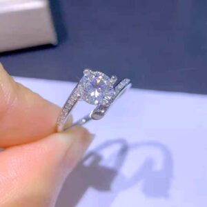 lzj 1 carat cz princess-cut round opening engagement ring