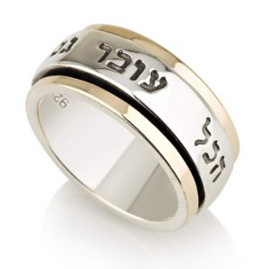 925 sterling silver spinner rings 9k / 9ct gold spinning ring, this too shall pass king solomon ring israeli jewish kabbalah blessing ring rare jewelry for men/women