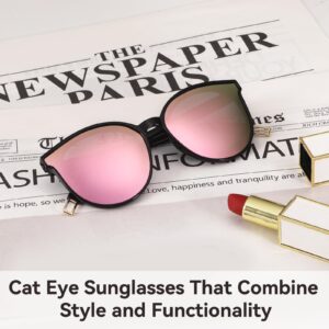 Polarized Oversized Sunglasses for Women Men Trendy Cateye Sun Glassses Retro Large Frame Shades Pink