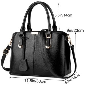 XingChen Purses and Handbags for Women Fashion Messenger Bag Ladies PU Leather Top Handle Satchel Shoulder Tote Bags Balck