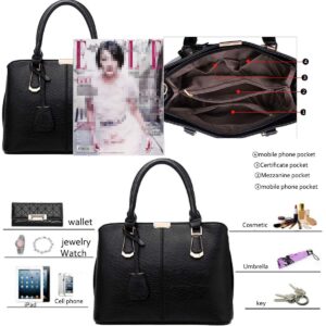 XingChen Purses and Handbags for Women Fashion Messenger Bag Ladies PU Leather Top Handle Satchel Shoulder Tote Bags Balck